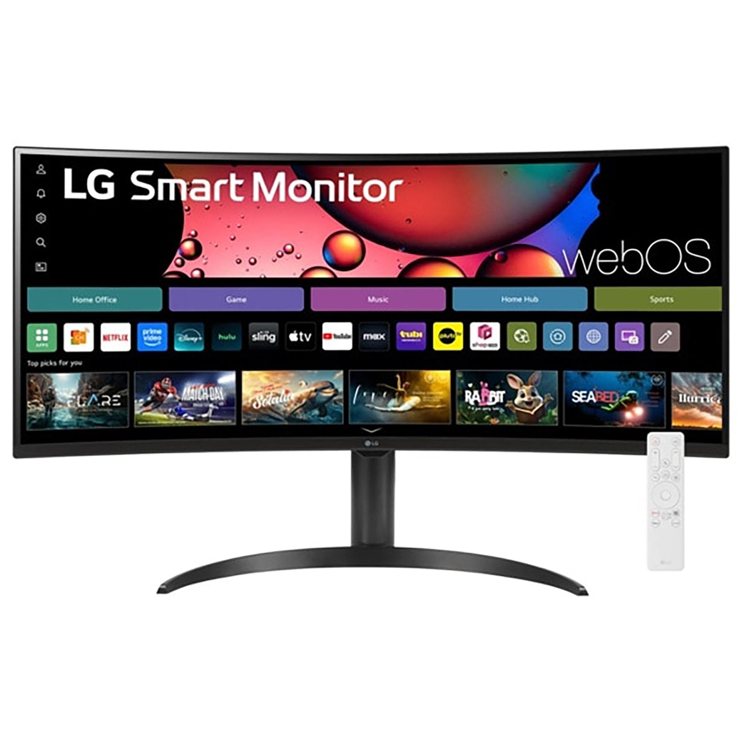 LG 34 Inch Smart Monitor WQHD 1440P Curved Screen 100Hz with Adjustabl ...